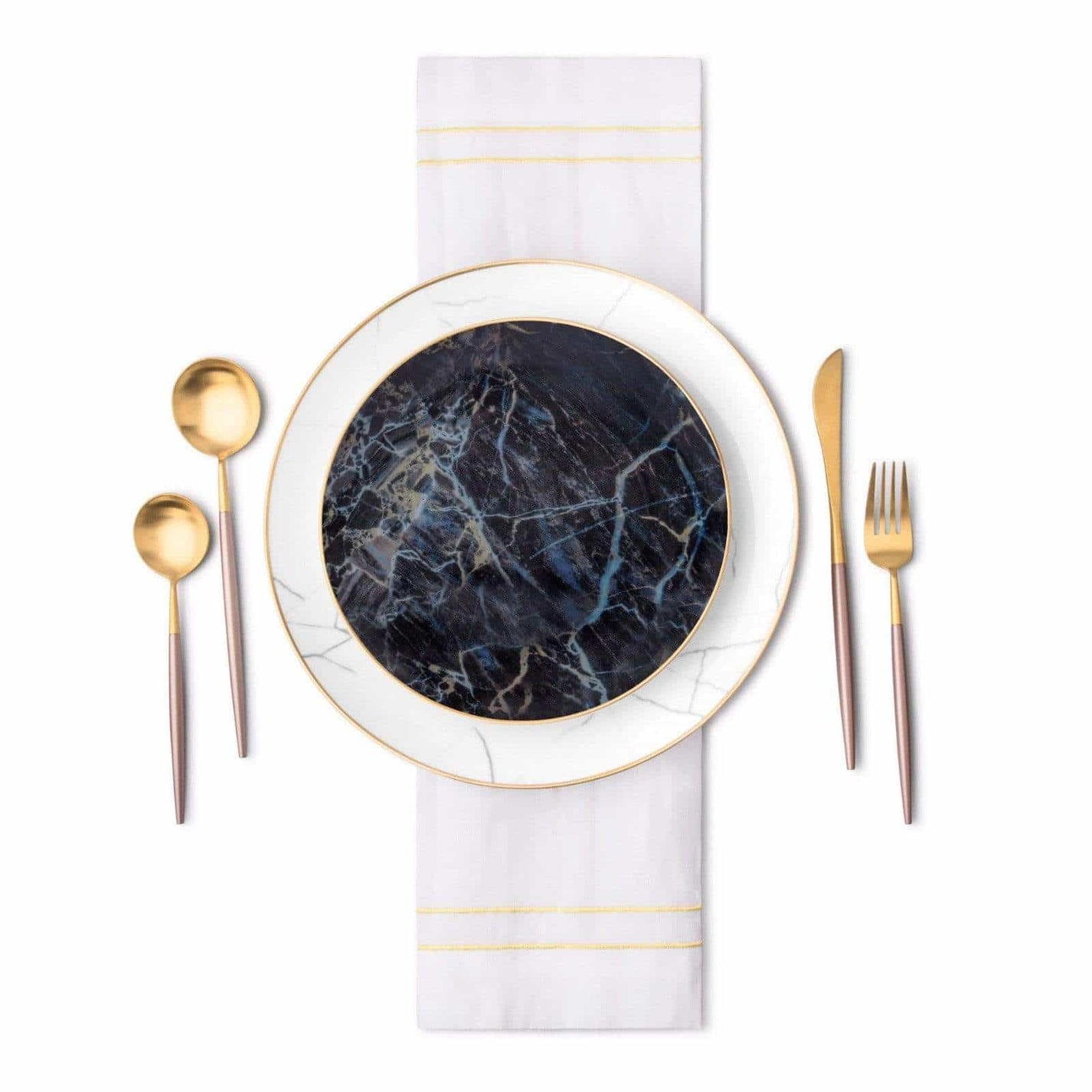 Black Marble Accent Plate-Set of 4-porcelain marble design plate gold ...